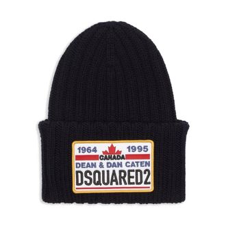 Dsquared2 Schwarzer Logo-Patch Leichter Rippstrickpullover - - Accessories - Herren - Schwarzk - ONE SIZE
