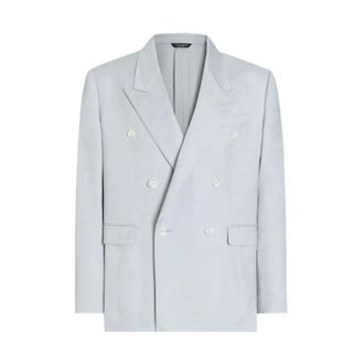 Dolce & Gabbana Homme, Vestes, Bleu, Taille: XL Veste Crois&eacute;e en Viscose Shantung