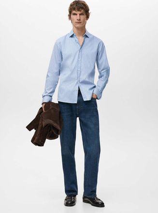 Mango Chemise coton rayures regular-fit bleu encre - Homme - XXL - MANGO MAN