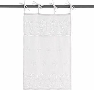 Loberon Scheibengardine Sivolre, Aufwendige Lochstickerei, Flexible Bindeb&auml;nder, Romantisches Flair, Sichtschutz, Fensterdekoration, Baumwolle, Leinen, wei&szlig;