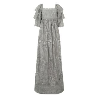 Alberta Ferretti Elegantes langes Kleid mit Puff&auml;rmeln - - Dresses - Damen - Grau - L