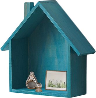 Generico House Shaped Shelf - House-Shaped Wall Display Case | 1 x Wall Mounted Wooden Display Shelves | Cute Small Nursery Decorative Shelf Decor, House Frame