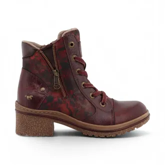 Mustang Jeans Mustang Damen-Burgundgr&uuml;ne Blumen-Schn&uuml;rstiefel im Winter - M0092001