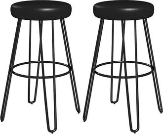 HOMCOM Lot de 2 tabourets de Bar chaises de Bar Style industriels avec Repose-Pieds, Pieds en U, siège rembourré, dim. Ø 45 x 77H cm, Noir