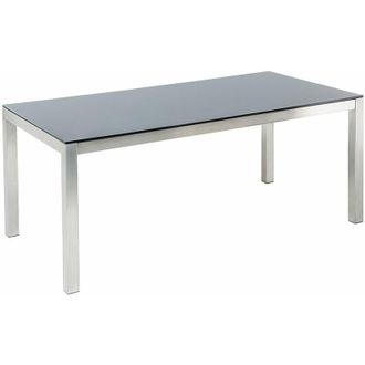Beliani Beliani - Gartentisch silber Sicherheitsglas Edelstahl 180 x 90 cm modern Outdoor