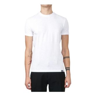 Dsquared2 Homme, Tops, Blanc, Taille: 2XL T-Shirt en Coton &agrave; Manches Courtes