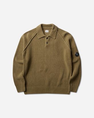 C.P. Company Men s Chenille Cotton Polo Knit Sweater Ermine