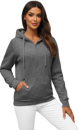 OZONEE Damen Kapuzenpullover Sweatjacke Sweatshirt Farbvarianten Kapuzenjacke Kapuzenpulli Langarm Kapuze Hoodie Sport Style Casual Fitness Basic Training 77