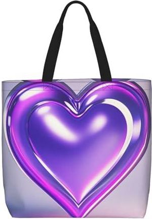 Generic Coeurs Violets Sac &Agrave; Bandouli&egrave;re L&eacute;ger Sacs De Courses D&eacute;contract&eacute; Sac Fourre-Tout Pour Plage Voyage Universit&eacute;