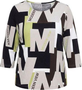 Ulla Popken T-Shirt Shirt Buchstaben Regular Rundhals 3/4-Arm