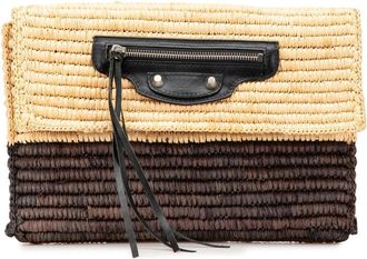 Balenciaga Clutches - Motocross Classic Envelope Giant 12 Raffia Clutch - Gr. unisize - in Braun - f&uuml;r Damen
