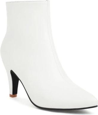 Generic Bottines &agrave; talon chaton pour femme - Bout pointu - Fermeture &eacute;clair lat&eacute;rale - Pour le travail de bureau, blanc, 38.5 EU