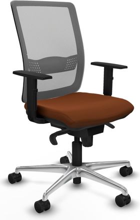 Piqueras y Crespo B&uuml;rostuhl mit R&uuml;ckenlehne und 1D-Armlehnen, h&ouml;henverstellbare Lendenwirbelst&uuml;tze, mit 5 Positionen und eingespritztem Schaumstoff, Grau/Braun