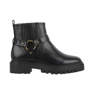 Jack Wills Motorrad-Stiefel f&uuml;r Damen, Leder, Blockabsatz (Schwarz)