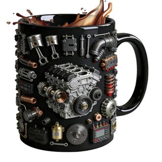 Generico Keramiktasse | realistisches Motordesign | Tasse mit rutschfestem Griff | f&uuml;r Kinder, Ehemann, Freund, Autoliebhaber, Urlaub, Valentinstag, Geburtstag