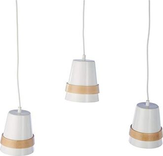 Homemania Pendelleuchte, Metall, Weiß, Holz