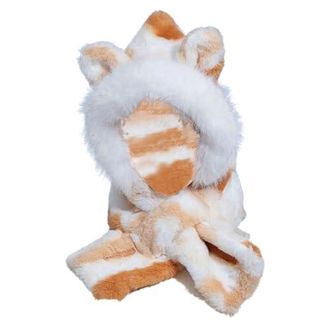 Generic Chapeau dhiver mignon avec oreilles mignonnes pour femme | &Eacute;charpe &agrave; capuche doubl&eacute;e en peluche et cache-cou avec cache-oreilles pour les voyages