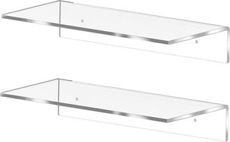 DOITOOL 2 St&uuml;ck Transparentes Wandregal aus Acryl Schwebende Wandmontierte Aufbewahrungsregale Vielseitig f&uuml;r Bad K&uuml;che Wohnzimmer Schlafzimmer B&uuml;cher und Dek