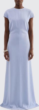 Jil Sander Langes Satin-Abendkleid mit kurzen &Auml;rmeln und R&uuml;ckenschlitz
