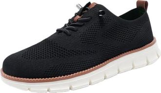 Generic Baskets en maille Oxford &agrave; lacets l&eacute;g&egrave;res et d&eacute;contract&eacute;es pour homme - Chaussures de marche confortables et respirantes - Semelle souple, noir/blanc,