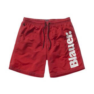 Blauer Rote Monochrome Beachwear Boxershorts - - Swimwear - Herren - Rot - L