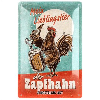 Nostalgic Art Retro Blechschild, 20 x 30 cm, Lieblingstier Zapfhahn - Geschenk-Idee für Bier-Fans, aus Metall, Vintage Design mit Spruch, Blechschilder Sprüche, Bie