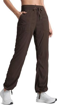 CRZ YOGA Pantalons d&eacute;contract&eacute;s l&eacute;gers &agrave; Poches pour Femmes Pantalons de Sport Brun au Fudge Chaud 40