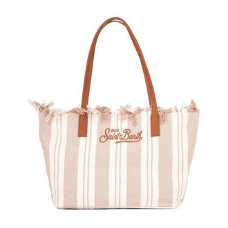 MC2 Saint Barth Femme, Sacs, Beige, Taille: ONE Size City Bag Mid Fringe Double Stripes V