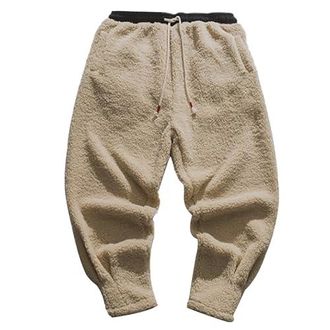 Generic Pantalon moelleux pour homme - Pantalon de sport doux - Pantalon de jogging chaud - Pantalon de jogging - Pantalon de survêtement doublé Sherpa - Pant