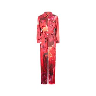 Roberto Cavalli Rococo-Rosen-Hemdblusen-Jumpsuit - - Jumpsuits & Playsuits - Damen - Rot - M