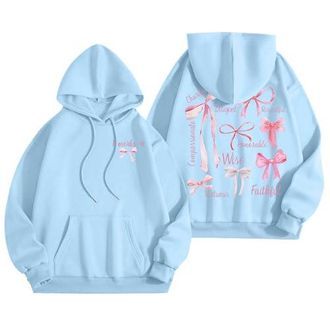 Generic Sweats &agrave; capuche pour femmes, sweats &agrave; capuche &agrave; manches longues, bleu clair, XXL