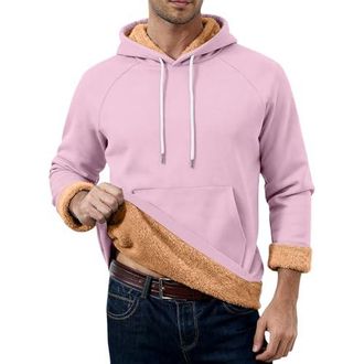 Generic Sweat &agrave; capuche pour homme - Cordon de serrage - T-shirt &agrave; manches longues - Couleur unie - Sweat &agrave; capuche doubl&eacute; - Confortable - Pull en polaire d&eacute;c