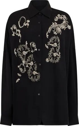 Dries Van Noten Femme, Blouses et Chemises, Noir, Taille: 38 FR Chemise avec cristaux d&eacute;coratifs