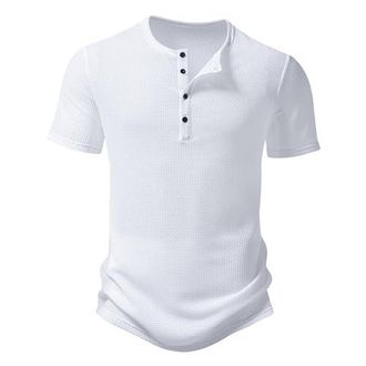 Generic Polo pour homme - Chemise de printemps Poio pour homme - Confortable - Pliss&eacute;e - Type mince - Manches courtes, Blanc., XXL