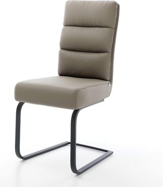 DELIFE Freischwinger Pela-Flex Echt-Leder Schlamm Freischwinger flach Schwarz Taschenfederkern, Esszimmerstühle