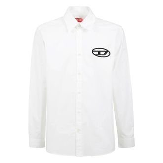 Diesel Homme, Chemises, Blanc, Taille: L Chemise &agrave; Manches Longues avec Logo Ovale