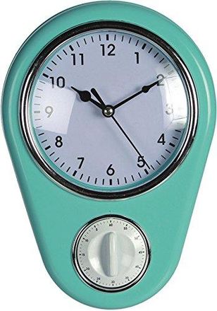 Out of the Blue Horloge murale design r&eacute;tro des ann&eacute;es 50 &laquo; Kitchen &raquo; avec minuteur, T&uuml;rkis