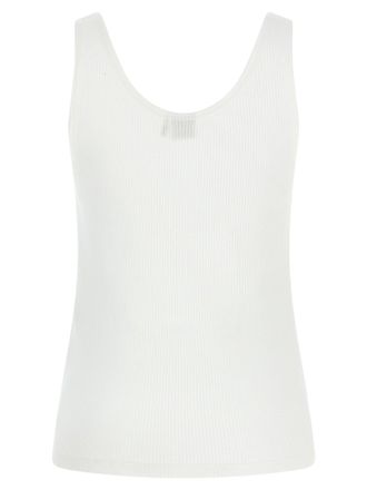 Chlo&eacute; Logo-Embroidered Ribbed Cotton Tank Top - White