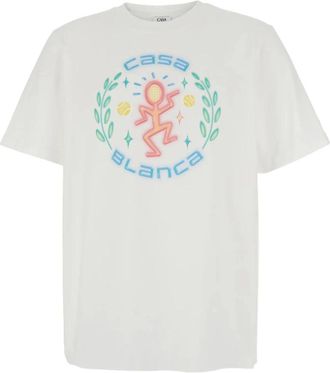 Casablanca Homme, Tops, Blanc, Taille: L T-shirt en coton avec logo