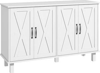 HOMCOM Buffet Bas Meuble de Rangement Buffet de Cuisine 2 placards Double Porte avec &eacute;tag&egrave;res r&eacute;glables en Hauteur Style Campagne 120 x 37 x 75 cm - Blanc