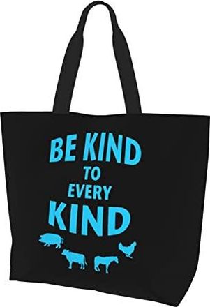 AOOEDM Be Kind To Every Kind Vegan Ladies Canvas Tote Sac &agrave; provisions r&eacute;utilisable