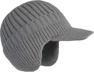 Generico Bonnet avec bord pour homme - Bonnet en tricot chaud | Chapeau dhiver en tricot - pour ski, sur glace, mouvements quotidiens