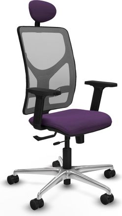 Piqueras y Crespo Stuhl mit Nackenst&uuml;tze, 2D-Arme, h&ouml;henverstellbare Lendenwirbelst&uuml;tze und festes Kopfteil, ausgestattet mit Syncro/Traslack und Schneideschaum, Grau/V