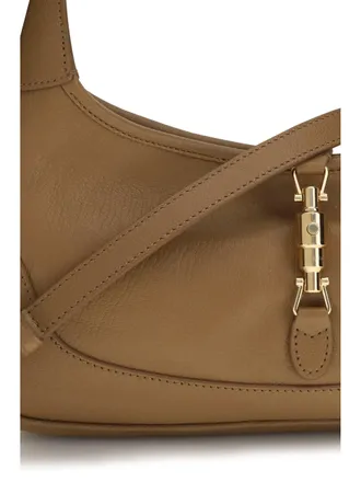 Gucci Womens Shoulder Bag Jackie Koi Beige Calf Leather Handbags Hand