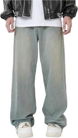Generic Jean Homme Regular Pantalon Jeans Jean Homme avec Lavage de Printemps et Coupe Droite Large pour Un Look D&eacute;contract&eacute; et Confortable de Rue