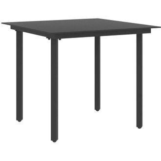 vidaXL Garten-Esstisch Schwarz 80x80x74 cm Stahl und Glas Vidaxl