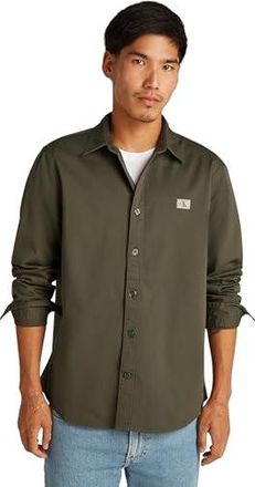 Calvin Klein Chemise Homme Woven Label Relaxed Fit, Vert (Tarmac), M