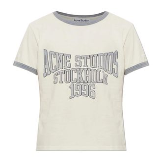 Acne Studios Baumwoll-T-Shirt mit Print - - Tops - Herren - Wei&szlig; - XL