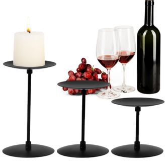 Generic Kerzenhalter mit schwarzer Säule, 3er-Set aus mattem Eisen für Kamin, Kerzenhalter für Halloween, Ostern, Bauernhof, Kamin, Mitteltisch für zu Hause