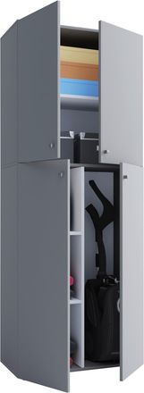 MID.YOU Mid.you Mehrzweckschrank, Grau, Holzwerkstoff, 3 F&auml;cher, 70x182x37 cm, Waschk&uuml;che, Mehrzweckschr&auml;nke